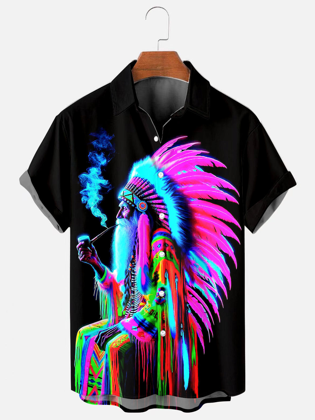 Native American Psychedelic Hawaiian Short Sleeve Shirt – Hallyy