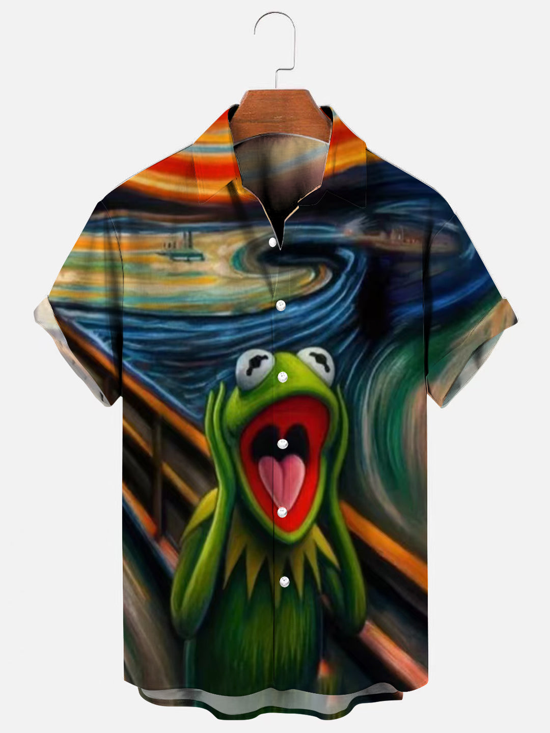 Screaming Muppet Frog Poster Print Hawaiian Short Sleeve Shirt – Hallyy