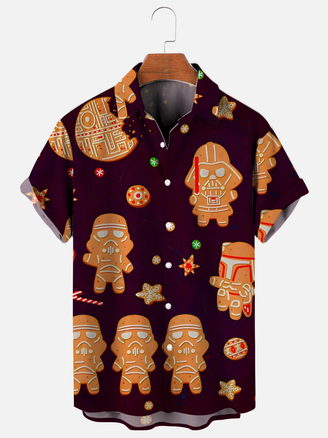 Men's Christmas Gingerbread Man Print Hawaiian Short Sleeve Shirt – Hallyy