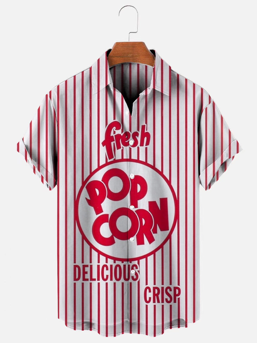 Men's Retro Popcorn Box Print Hawaiian Short Sleeve Shirt – Hallyy