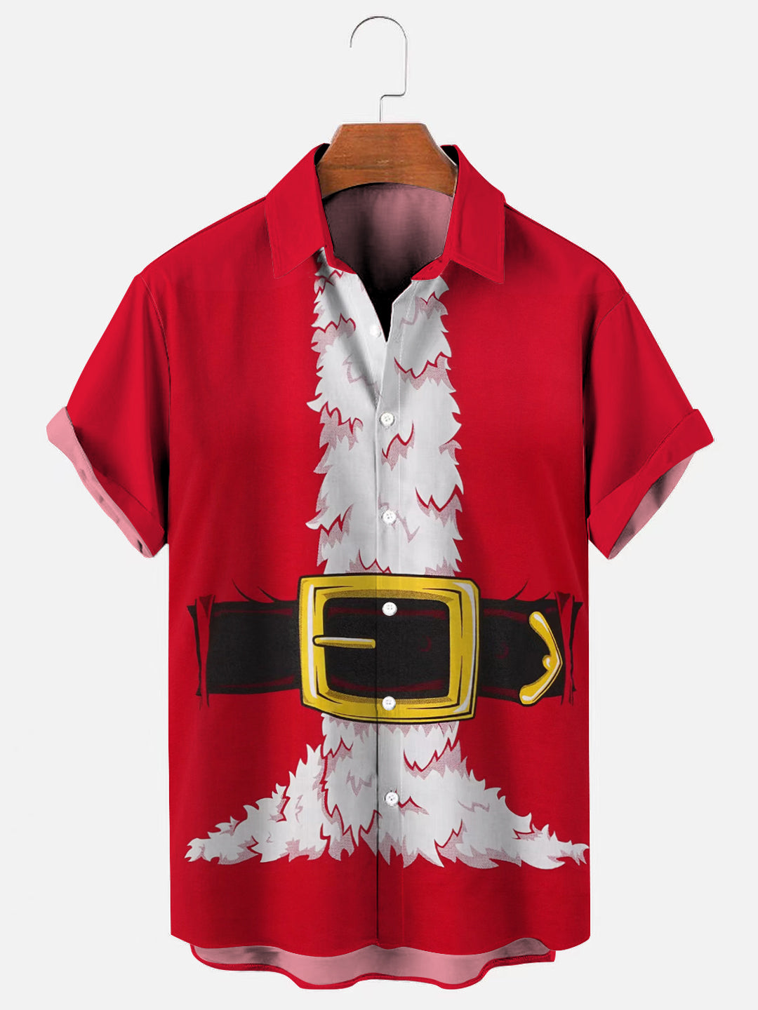 Santa Claus Costume Large Print Men's Short Sleeve Shirt – Hallyy