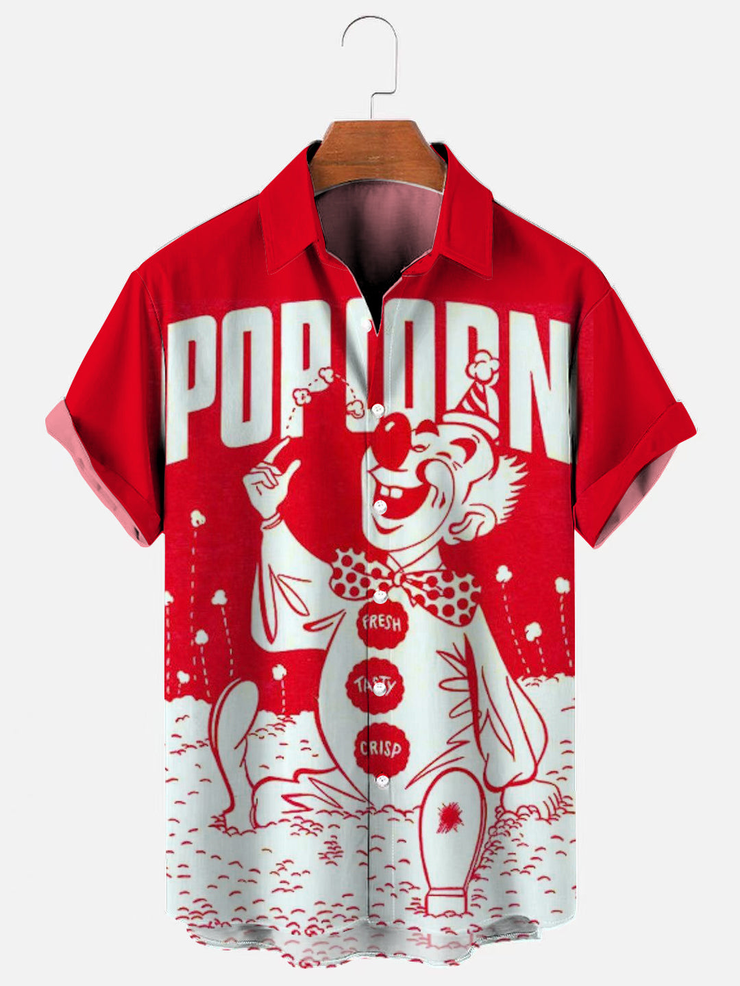 Men's Retro Joker Popcorn Graphic Print Hawaiian Short Sleeve Shirt ...