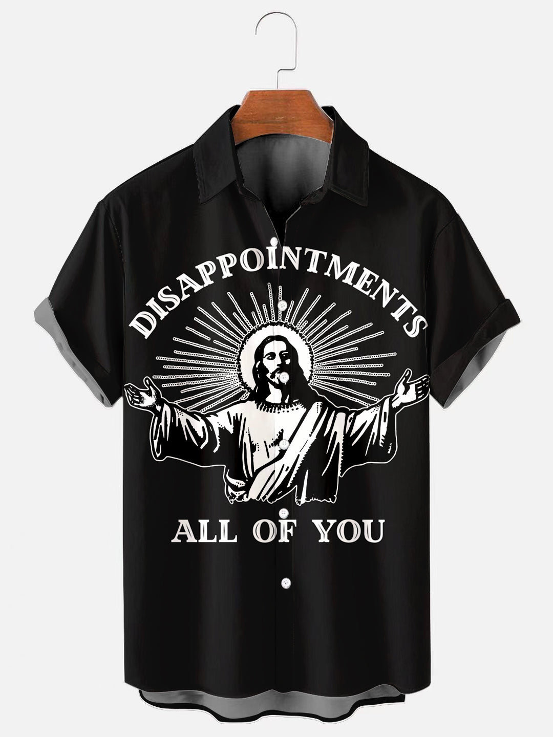 Disappointed Jesus Art Print Casual Short Sleeve Shirt – Hallyy