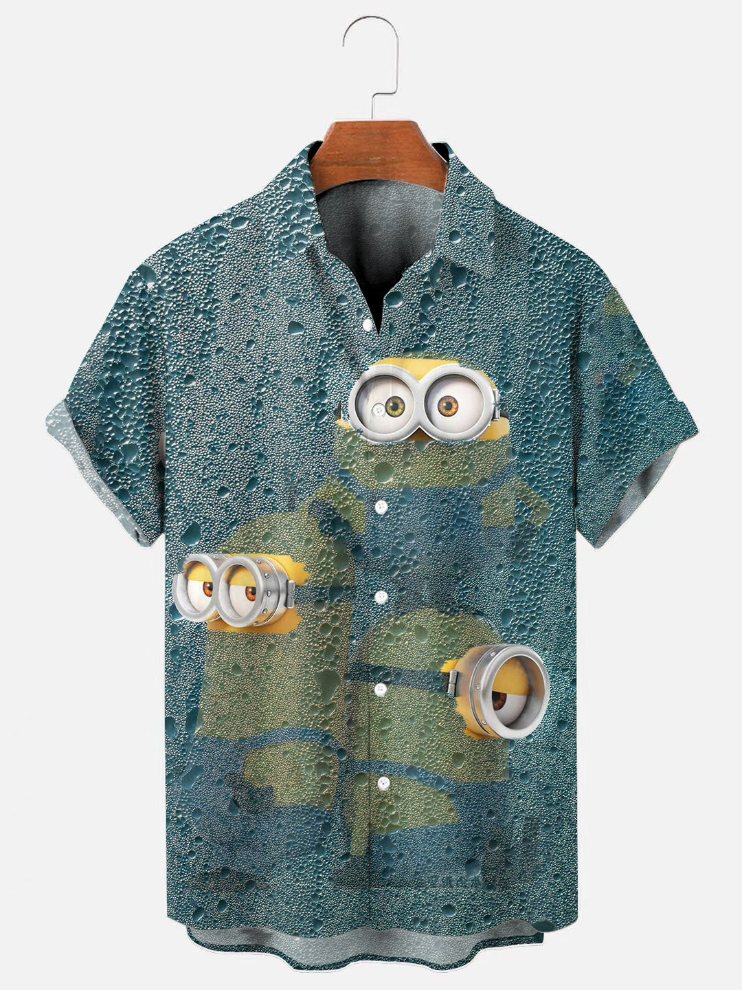 Men's Cartoon Character Print Hawaiian Chest Pocket Short Sleeve Shirt ...
