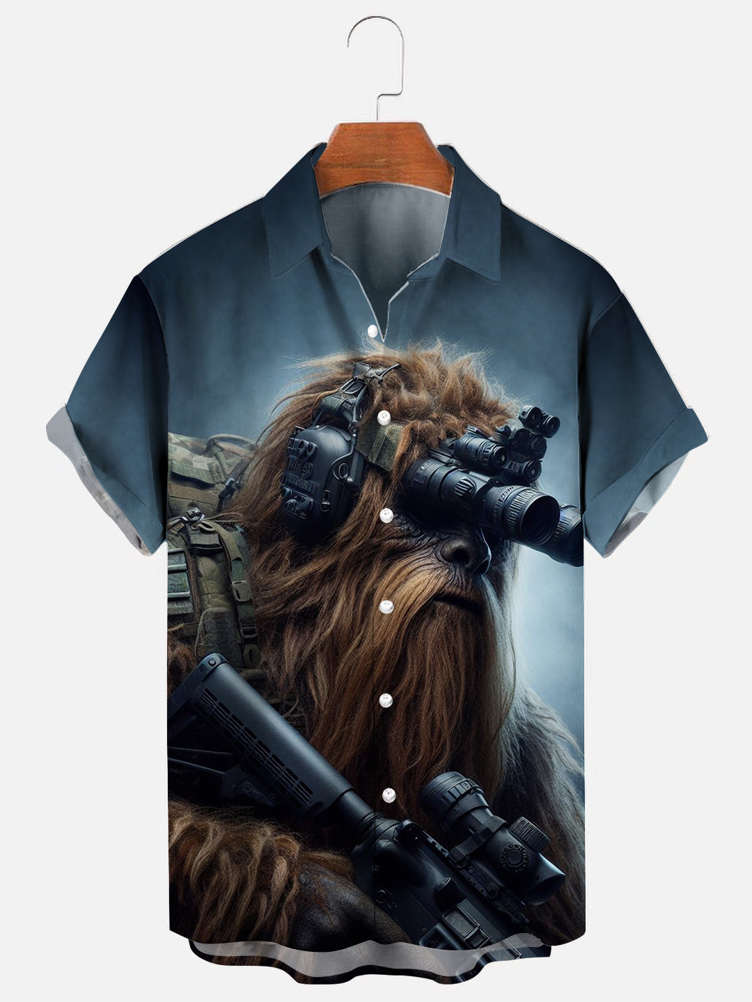 Men's Outdoor Tactical Bigfoot Print Hawaiian Short Sleeve Shirt – Hallyy
