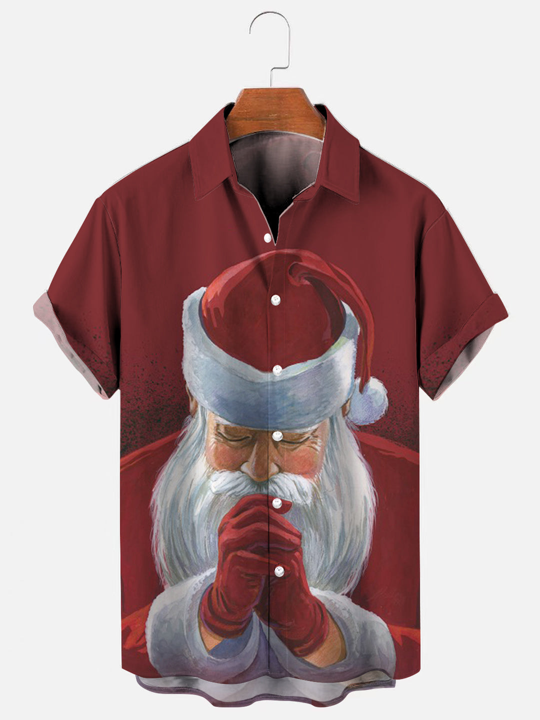 Men's Santa's Prayer Print Holiday Short Sleeve Shirt – Hallyy