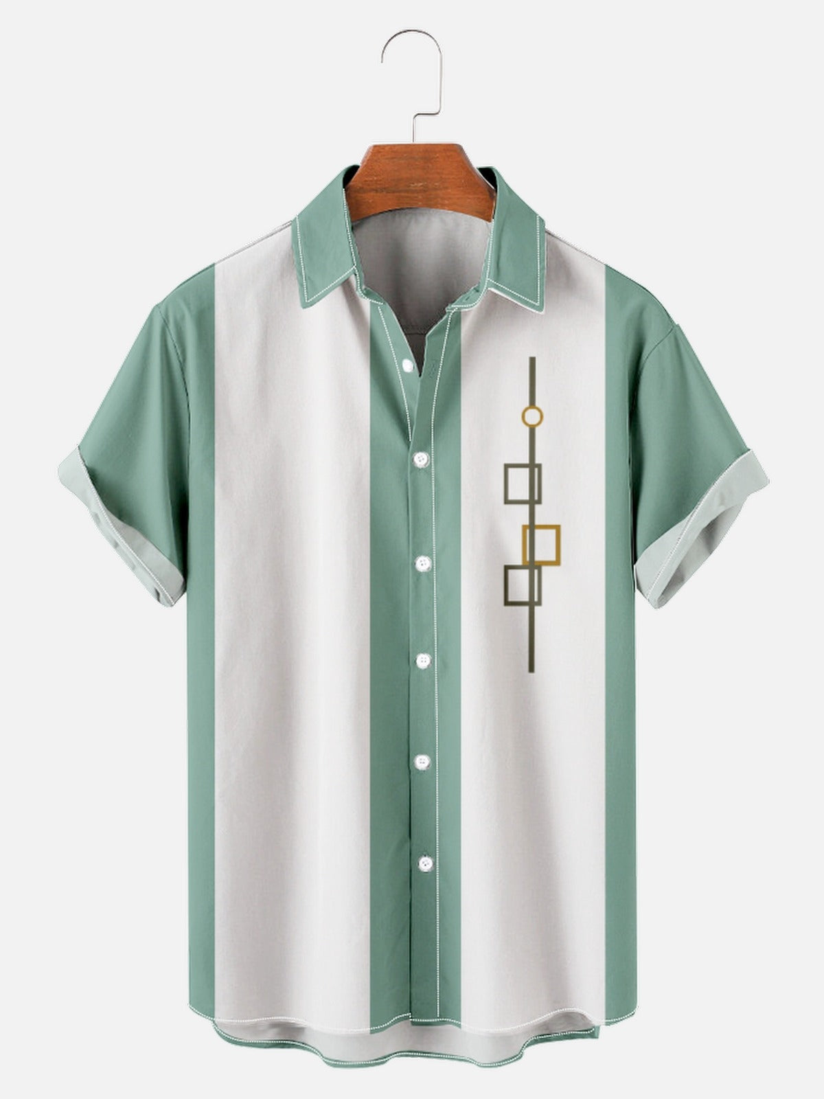 Men‘s Retro Camp Bowling Shirts 50s Vintage Cotton-Blend Blouse – Hallyy