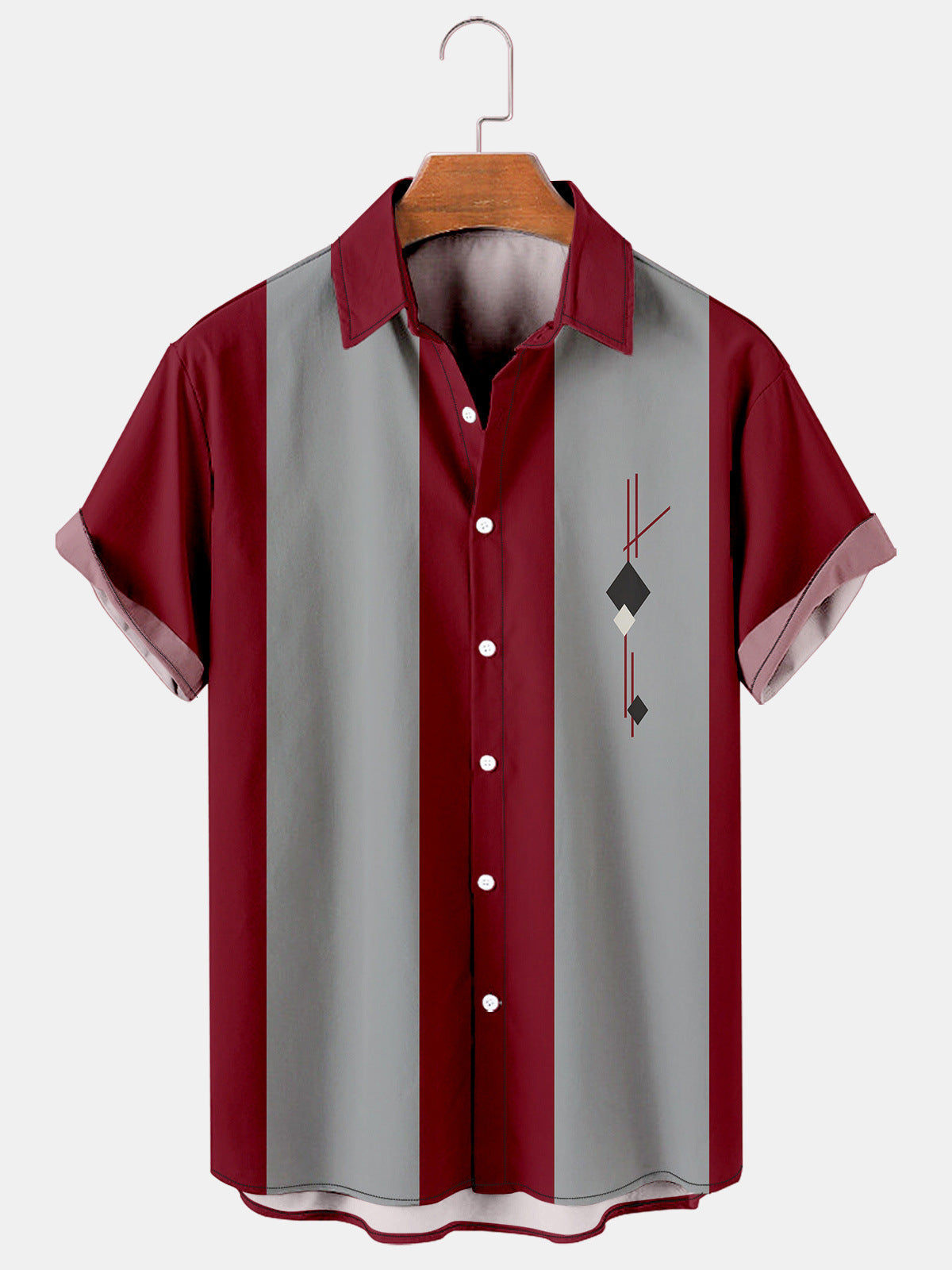 Mens Retro Camp Shirt Vintage Style Casual Button-Down Bowling Shirt T ...