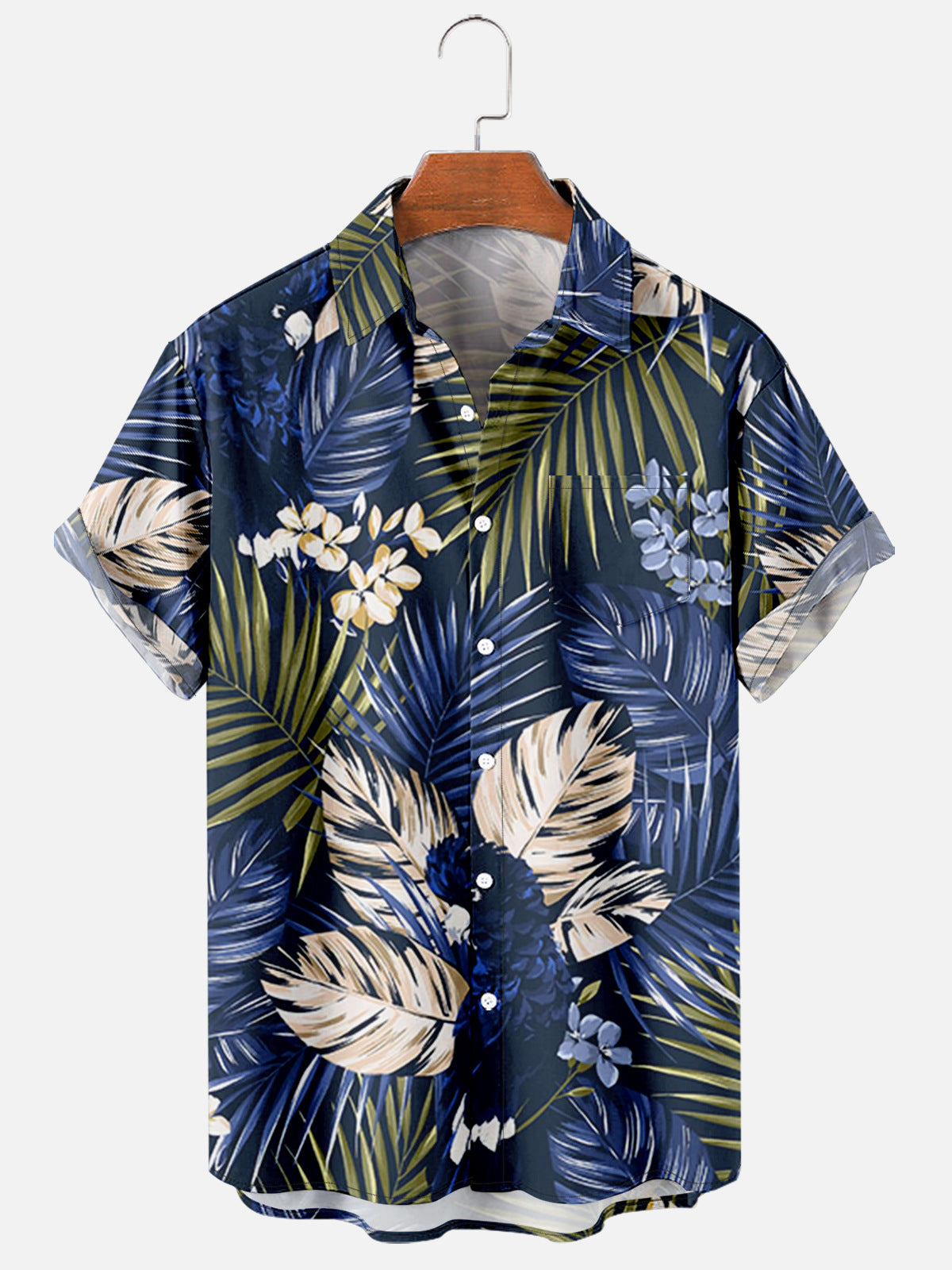Leaf Print Loose Short Sleeve Shirt Men's Top – Hallyy